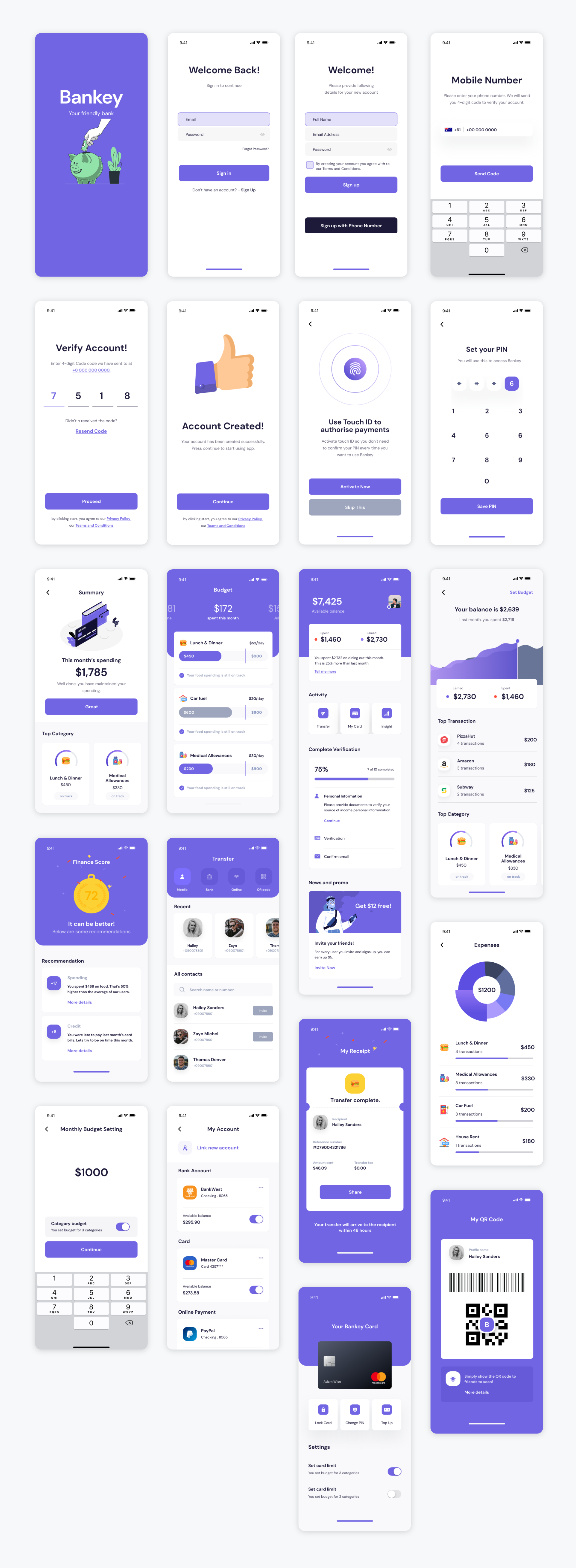 扁平专业金融管理个人账单app UI界面大半figma ui素材下载_UI社(未授权)